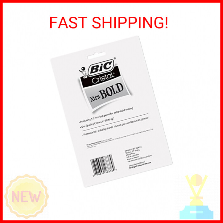 BIC Cristal Xtra Bold Ballpoint Pens, Bold Point (1.6mm) For Vivid And ...