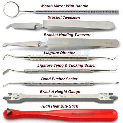 Orthodontic Instruments Kit Bracket Removing Height Gauge Band Pusher ...