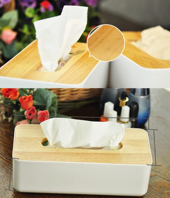 Wood Tissue Box Cover Gloves Box Holder Wooden Rectangular Tissue Box ...