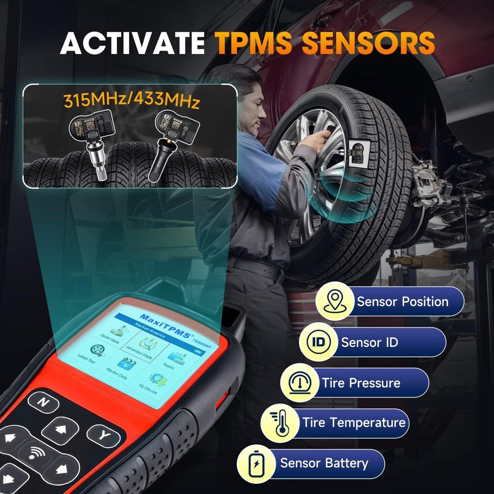 Autel MaxiTPMS TS508WF TPMS Relearn Tool TPMS Sensors Activate/Reset/Pr ...