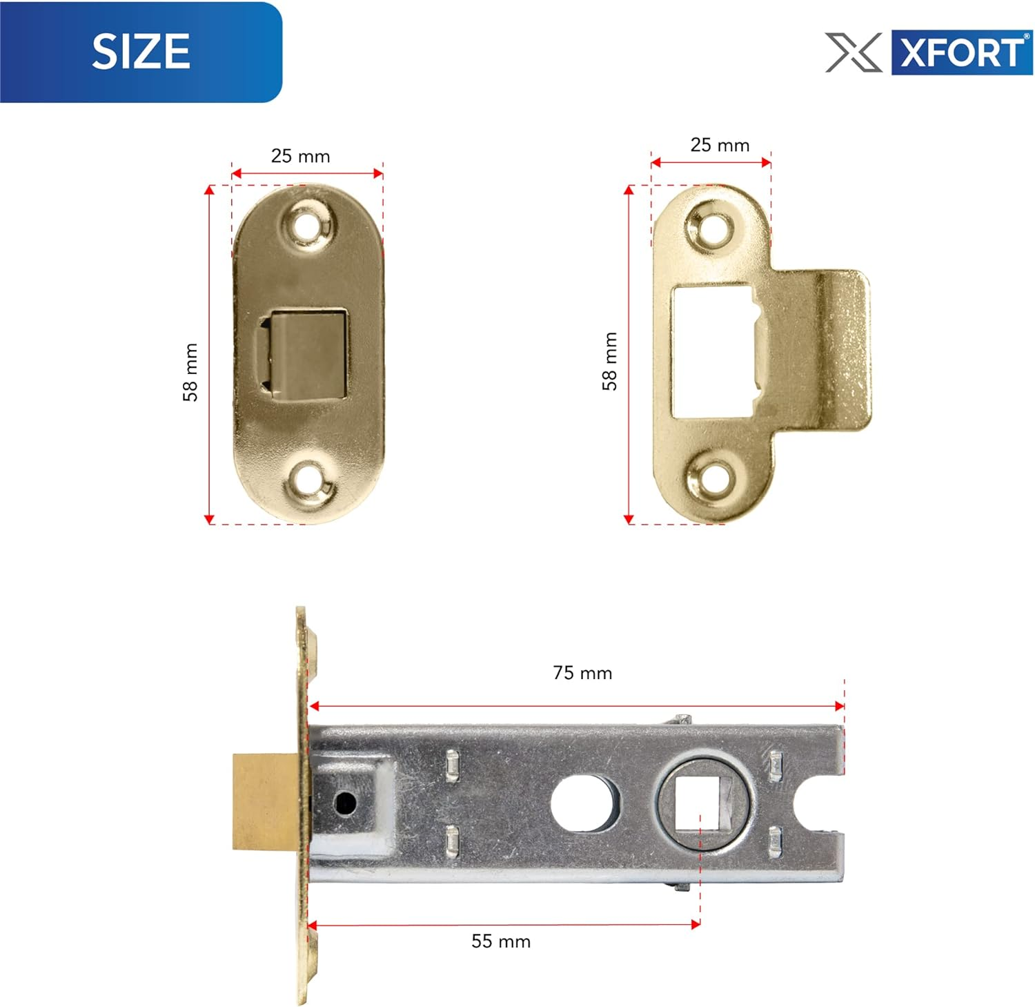 Polished Brass Tubular Bolt - Two 75Mm Polished Brass Tubular Bolts for ...