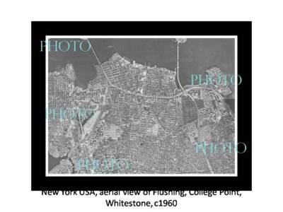 OLD POSTCARD SIZE PHOTO NEW YORK USA AERIAL VIEW FLUSHING WHITESTONE ...