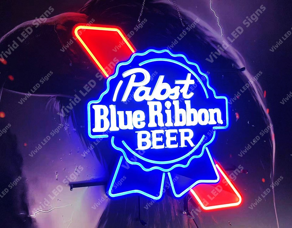 Pabst Blue Ribbon Beer PBR 24"x20" Vivid LED Neon Sign Light Lamp With ...