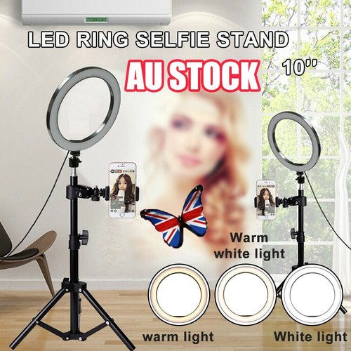 10" USB Dimmable LED Ring Light Mini Tripod Stand Selfie Circle Lamp ...
