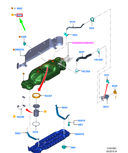 Ford Ranger T6 MK1 Kraftstofftankgeber und Pumpenbaugruppe 5230244 ...