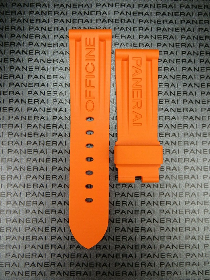 New 22mm Authentic PANERAI Rubber Strap Orange Diver Watch Band Tang ...