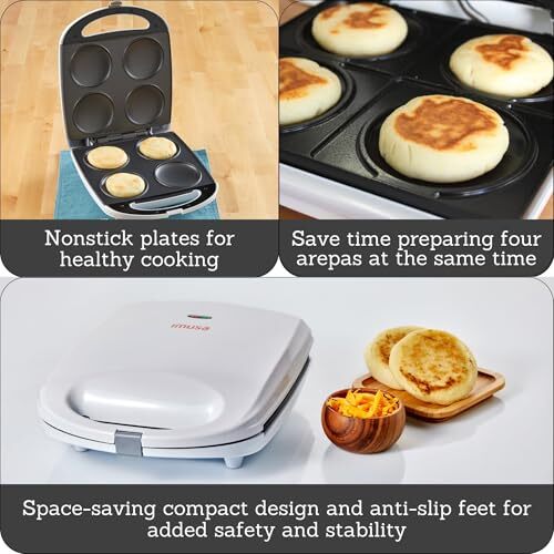 IMUSA USA 4 Slot Electric Arepa Maker with Nonstick Surface 1200-Watts ...