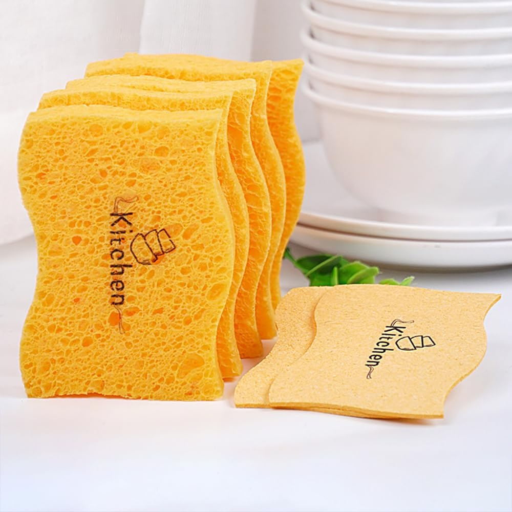 12 Packs of Scratch Free Cellulose Scrub Sponges, Double Sided Kitchen ...