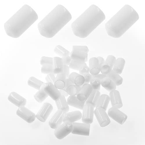 50pcs Rubber End Caps Screw Thread Protector Caps, White Vinyl 1/2 Inch ...