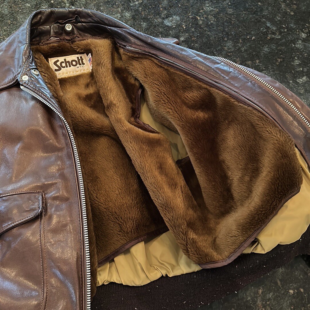 Vintage Schott Leather Bomber Jacket w/ Removable Fur Liner | eBay