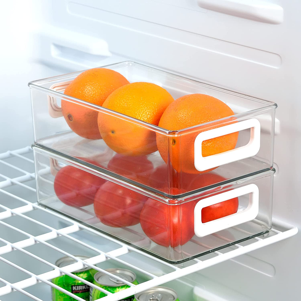 4 Pack Stackable Plastic Storage Organizer Container Bins, Stackable ...