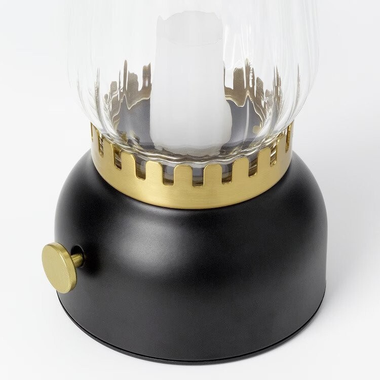 IKEA STRALA LED Table Lamp Battery Operated Glass/Black Dimmable 7 ...