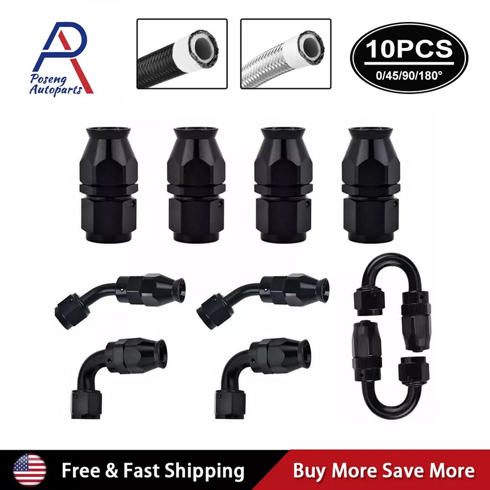 6-12PCS 4AN 6AN 8AN 10AN 12AN PTFE Fuel Oil Gas Hose End Fittings ...