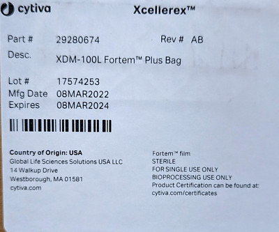 Cytiva 29280674 XDM 100L Fortem Plus Bag | eBay