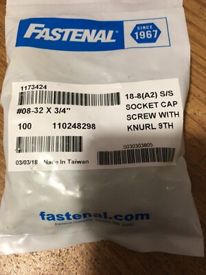 (100) #8-32 x 3/4" ASTM F837 Hex Drive Grade 18-8 Stainless Steel ...