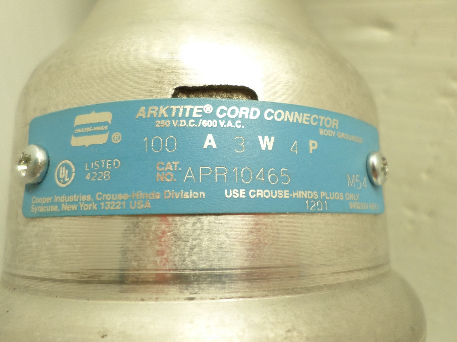 Crouse-Hinds APR10465 Arktite Plug 100 Amps 4 Pole 3 Wire for sale ...