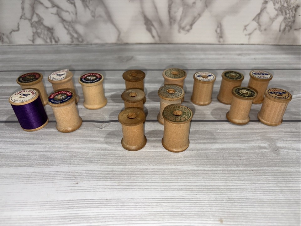 Vintage Wooden Thread Spools Lot Clark’s / Coats&Clarks Belding 15 | eBay