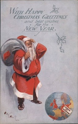 Santa Claus Holding Sack Staring Globe Arthur Butcher E. Mack Vintage ...