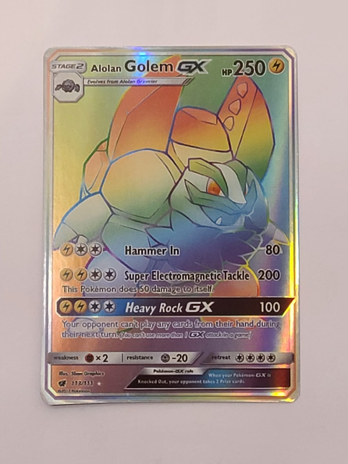 Pok%C3%A9mon+TCG+Alolan+Golem+GX+Crimson+Invasion+113%2F111+Holo+Secret ...