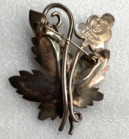 Taxco Sterling Silver Vintage Grapevine Pin 1970s 925 Marked RJ or BJ ...