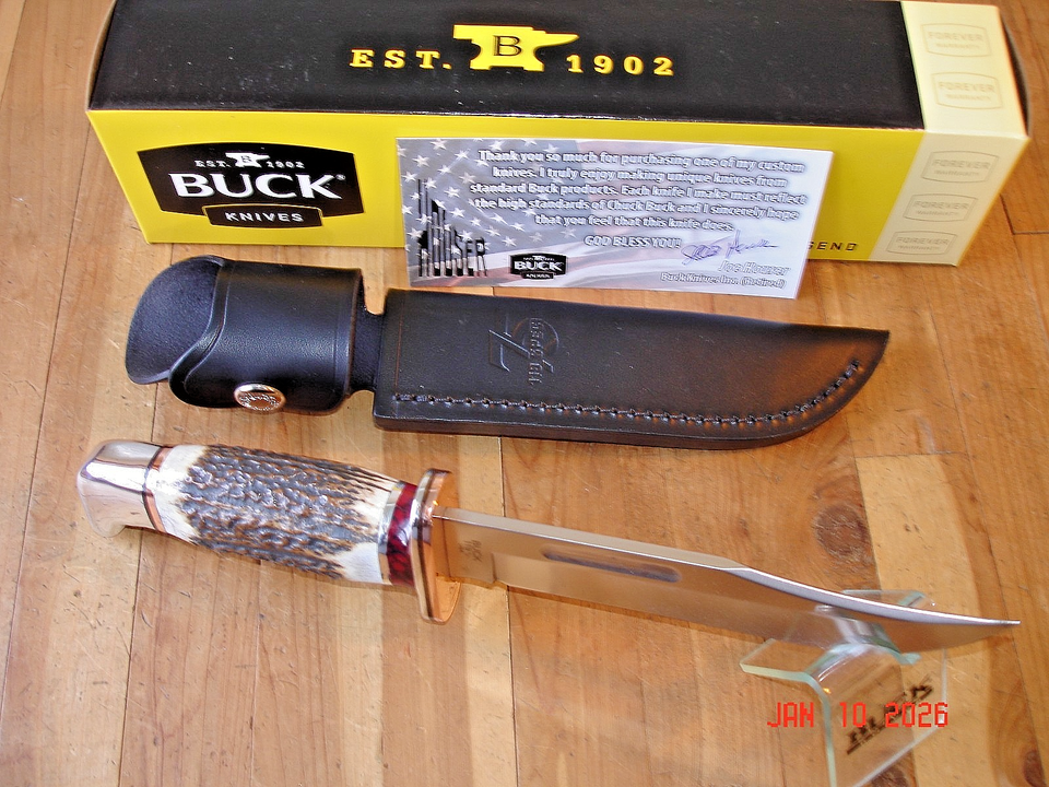 Superb Joe Houser Custom Buck Knife 119 Special D2 Blade Stag Elk