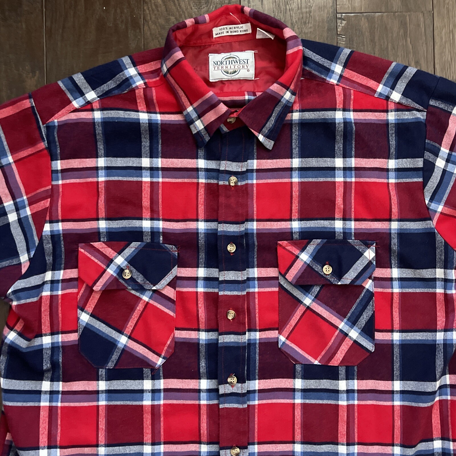 Vtg Northwest Territory Red Blue Plaid Flannel Shirt … Gem