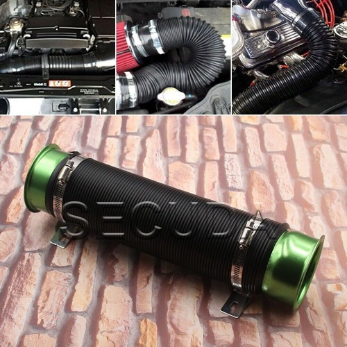 New Green Multi Flexible Extensible Cold 3"/75mm Air Intake Inlet Pipe ...