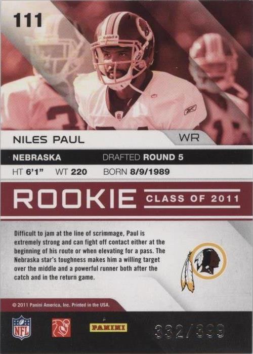 2011 Panini Absolute Memorabilia Niles Paul #111 for sale | eBay