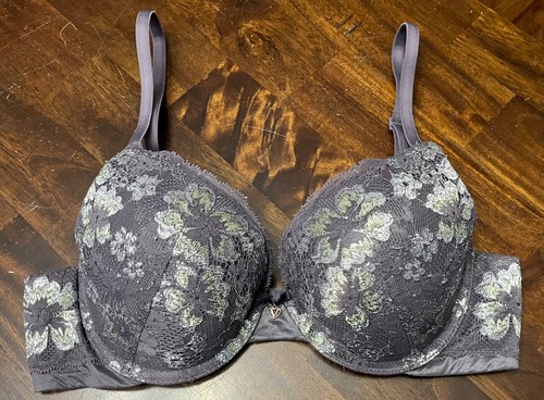 Victoria’s Secret Perfect Shape Smoky Purple w Silver Lace Padded Bra ...