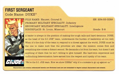 G I JOE File Card Filecard 2009 Resolute Duke V32 | eBay