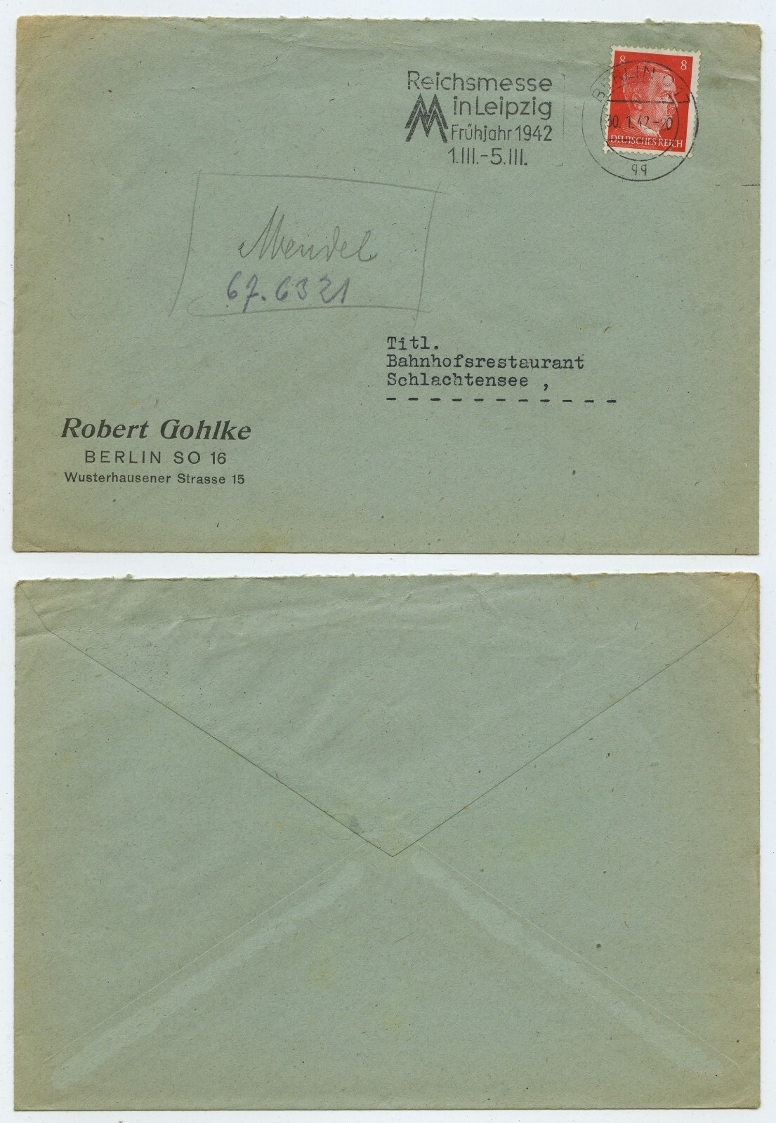 114598 - Beleg Robert Gohlke - Werbestempel Berlin 30.1.1942 | eBay