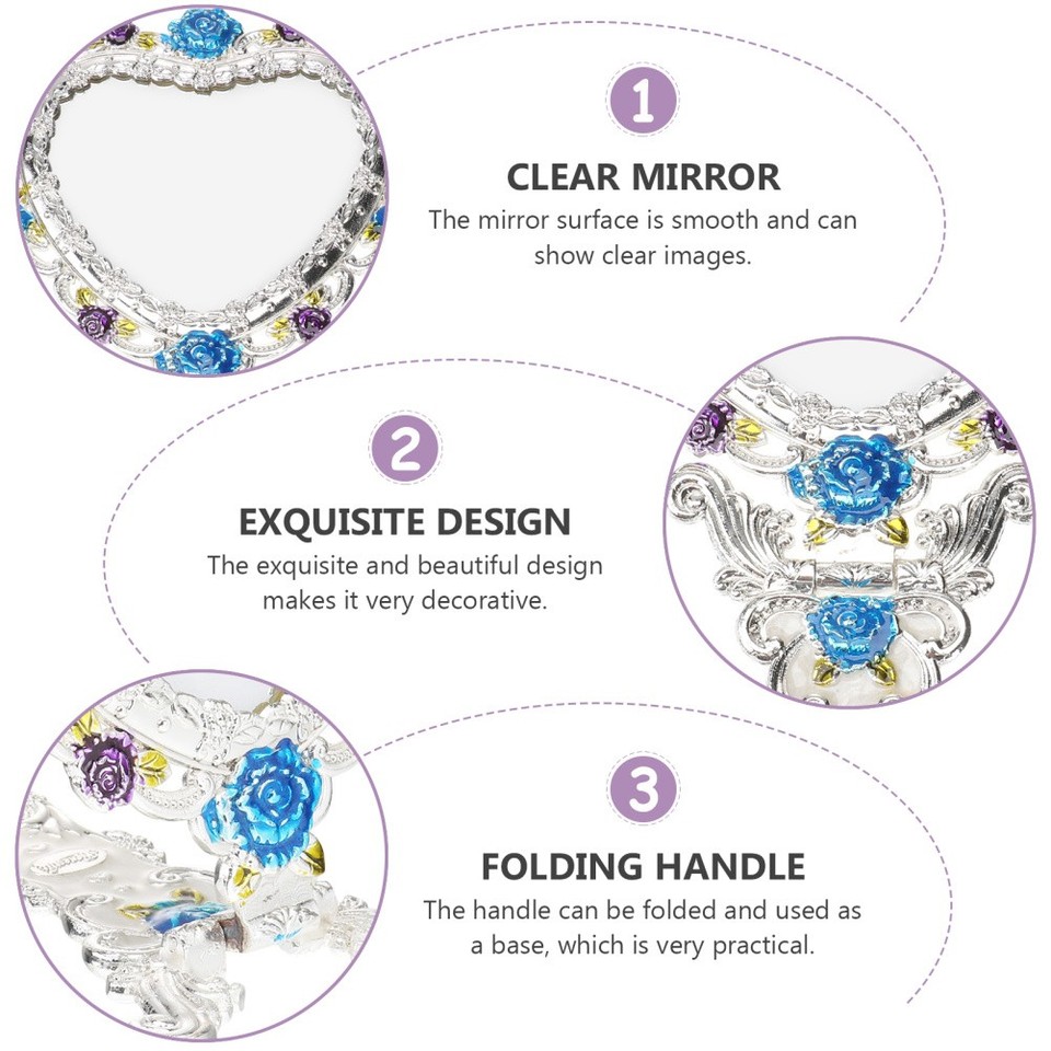 Heart Hand Mirror Make-up Cute Pink with Lights Makeup Vanity Shape ...