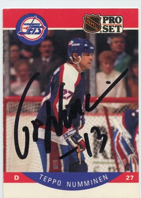 TEPPO NUMMINEN JETS AUTOGRAPH AUTO 90-91 PRO SET #334 *35895 | eBay