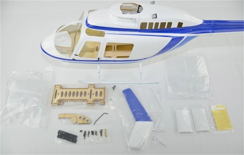 White Blue 700 B206 RC Helicopter Fuselage 700 Size Glass Fiber Bell ...