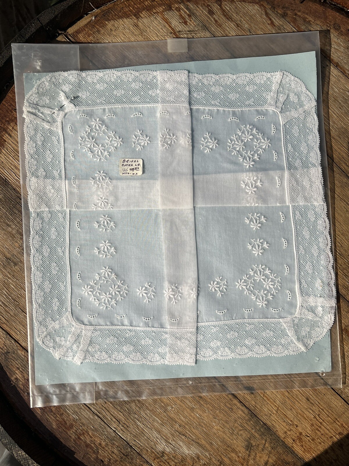 Antique Extra Large Bridal Lace Handkerchief Hand Made - Gem