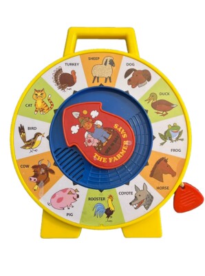 VTG. 1983 MATTEL THE FARMER SAYS SEE N SAY ANIMAL SOUNDS PULL STRING ...