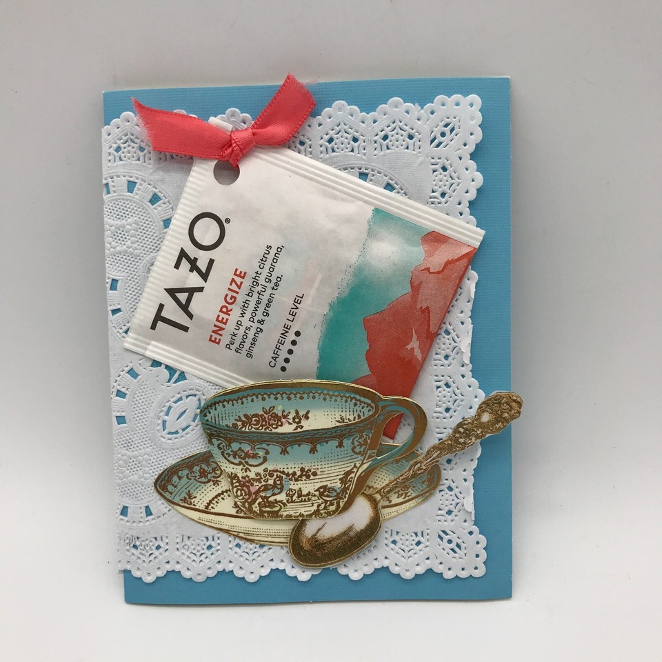 Handmade Friend Tea Time Greeting Card with Tea Bag | eBay