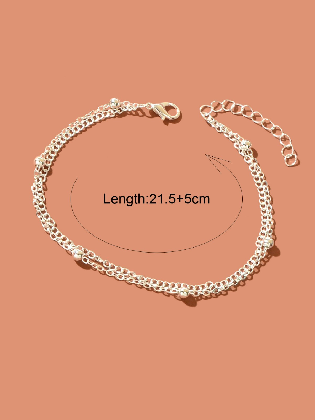 Beach Double layer Silver Bead Chain Anklet Bracelet Chic Dainty Foot ...