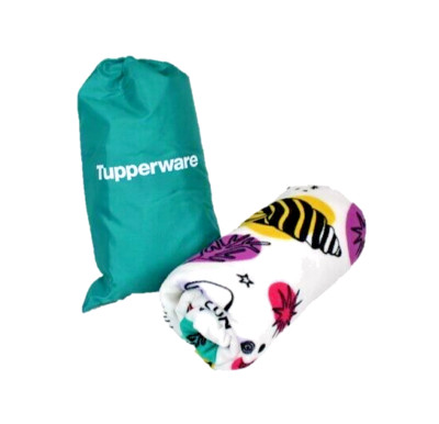 Tupperware Beach Towel & Drawstring Carry Bag Seashell Pattern Teal ...