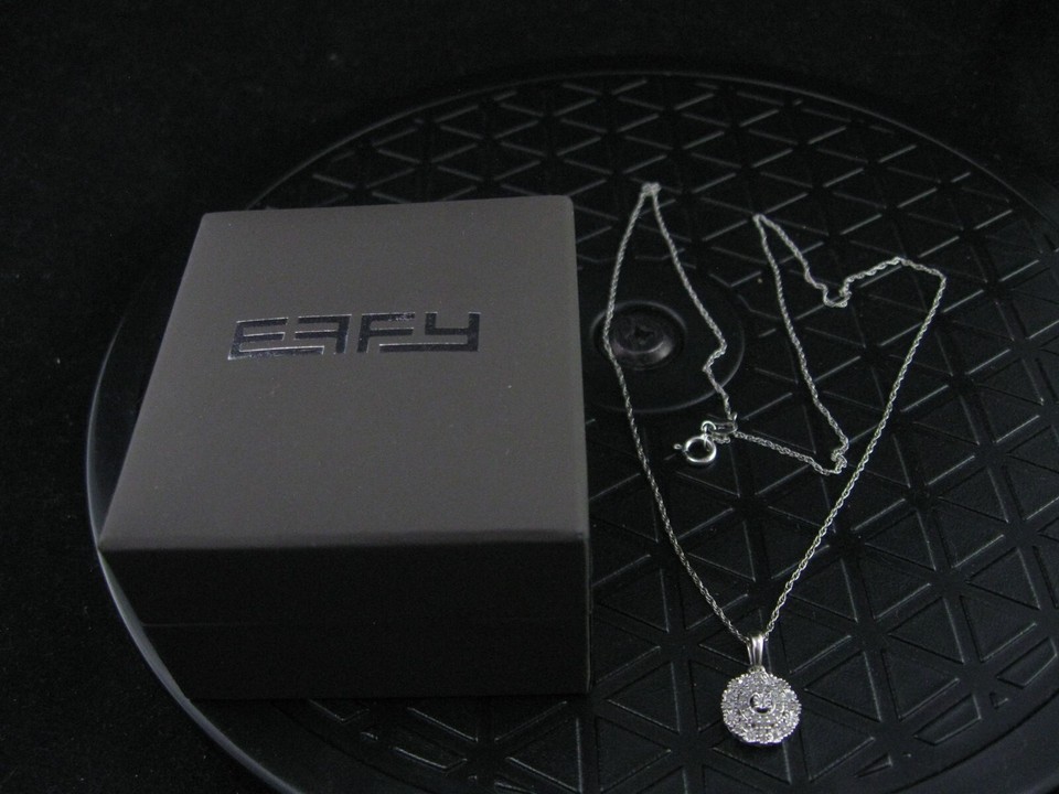 EFFY Sterling Silver 925 Pave Diamond Circle Pendant and EFFY Necklace ...