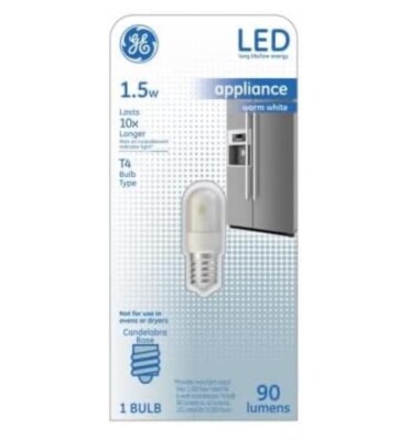 GE 1.5w T4 LED 13370 Refrigerator Light Bulb E12 Base As Bright As 15w ...