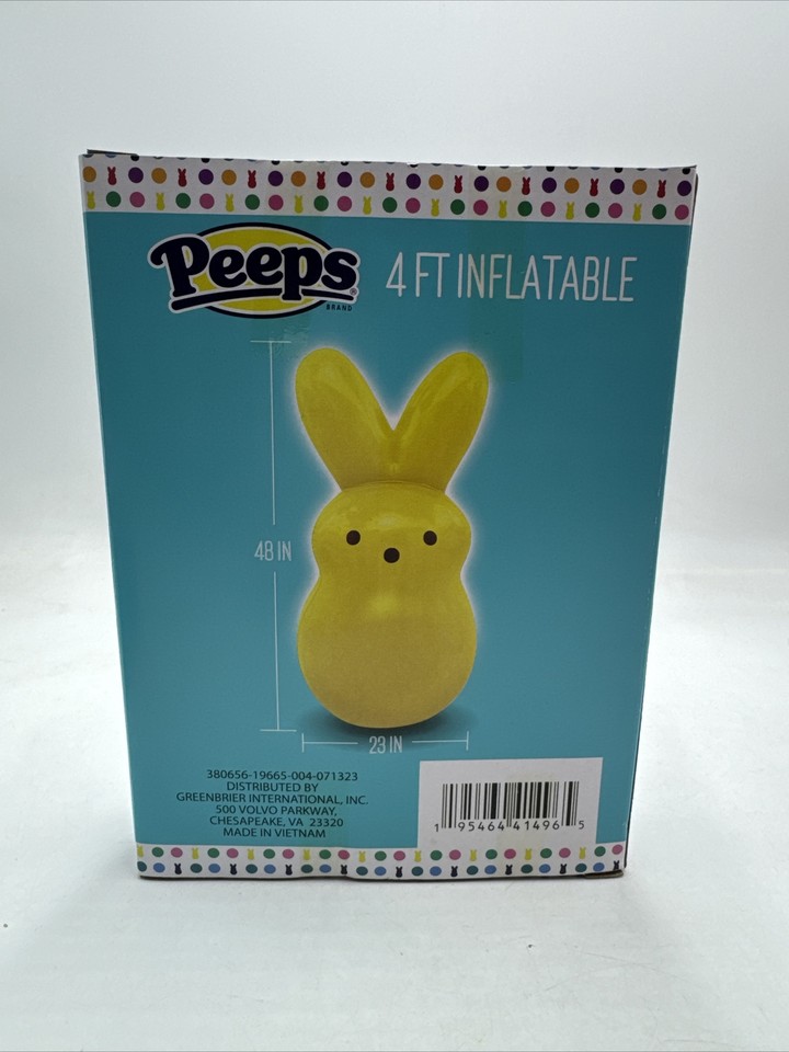 NEW IN BOX PEEPS 4 FT INFLATABLE YELLOW BUNNY 48"×23" | eBay