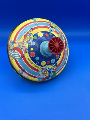 Schylling Spinning Top Humming Vintage 7” Tin Toy Circus Clown - READ ...