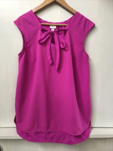 Merona Women Pink Sleeveless Tie Neck Blouse Top M Medium Ebay
