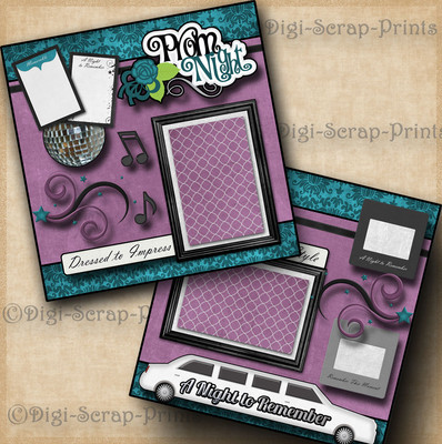 PROM NIGHT ~ 2 premade scrapbook pages paper layout 4 album 12x12 ~BY ...