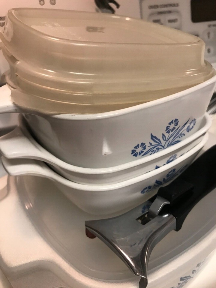 vintage pyrex complete cook and serve set with handles, serving trays ...