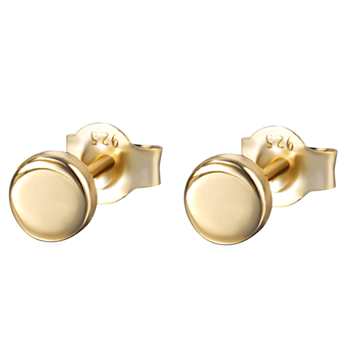 18K Gold on Sterling Silver Flat Dot Disc 4.5mm Round Stud Earrings | eBay