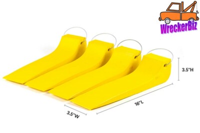 Qty. 4, YELLOW TIRE SKATES for TOW TRUCK WRECKER ROLLBACK CARRIER FLAT ...