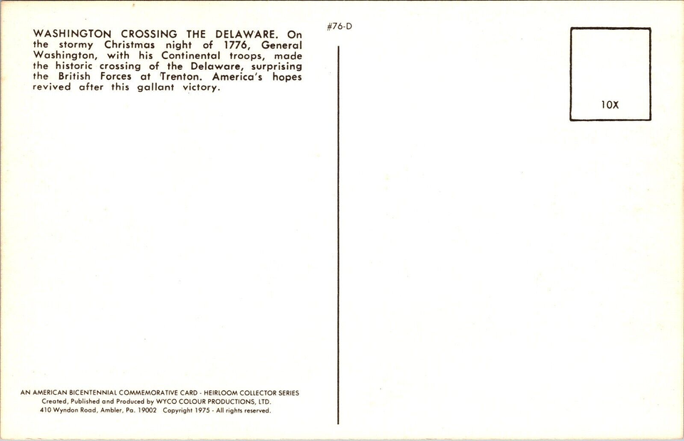 Postcard Washington Crossing the Delaware American Bicentennial 1776 ...