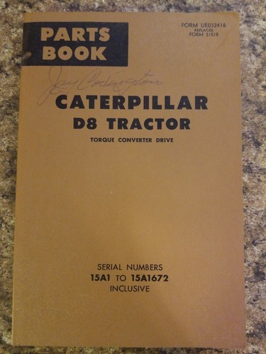 Caterpillar D8 Tractor Parts Manual 15a1 15a1672 Ebay